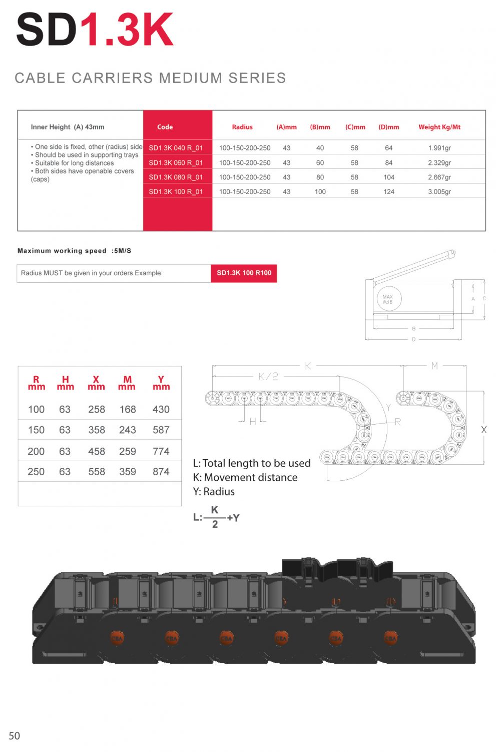 43 in side plastic cable carrier | SEZER KÖRÜK